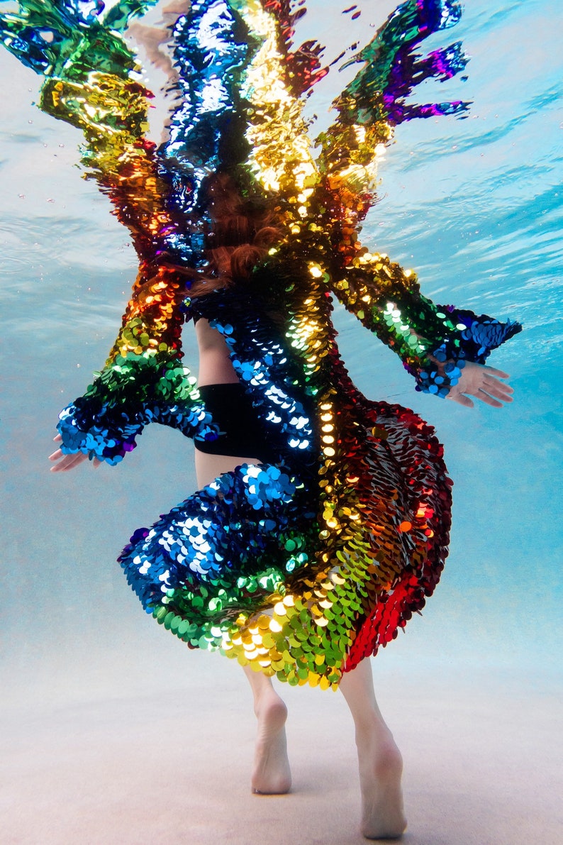 Rainbow Pride Sequin Bell Sleeve Kimono Inspired Festival Robe - Etsy