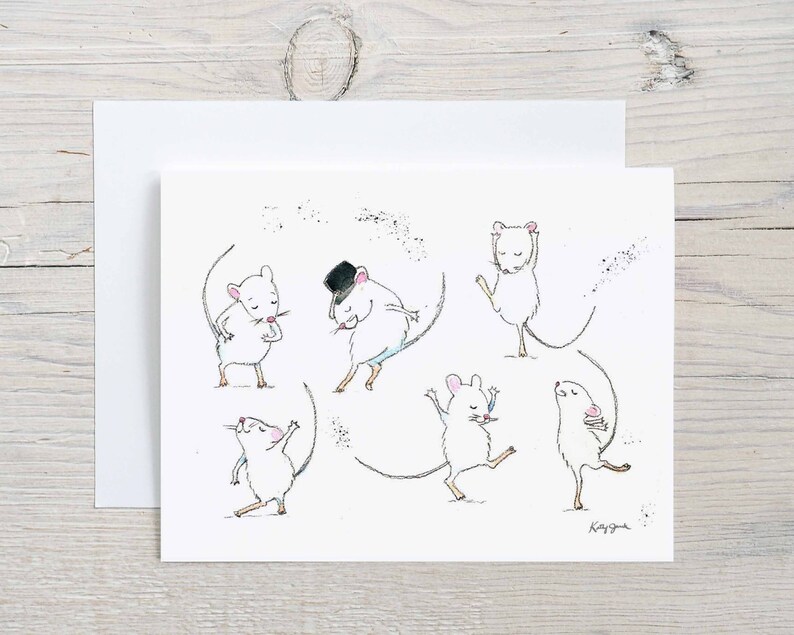 Dancing Mice Note Cards Set Mouse Greeting Cards | Etsy