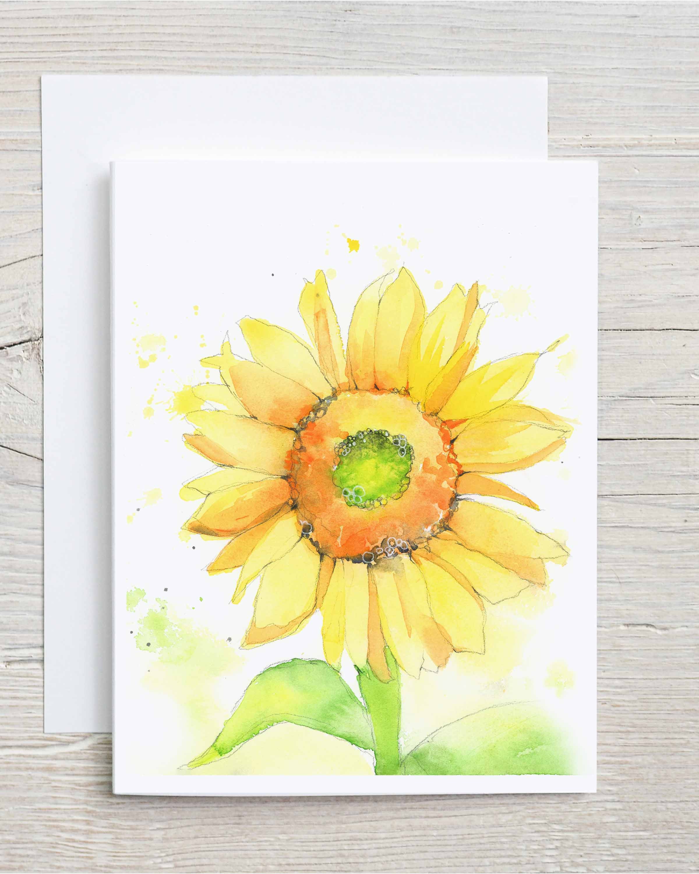 Sunflower Note Cards Botanical Note Cards Set of 3 different | Etsy