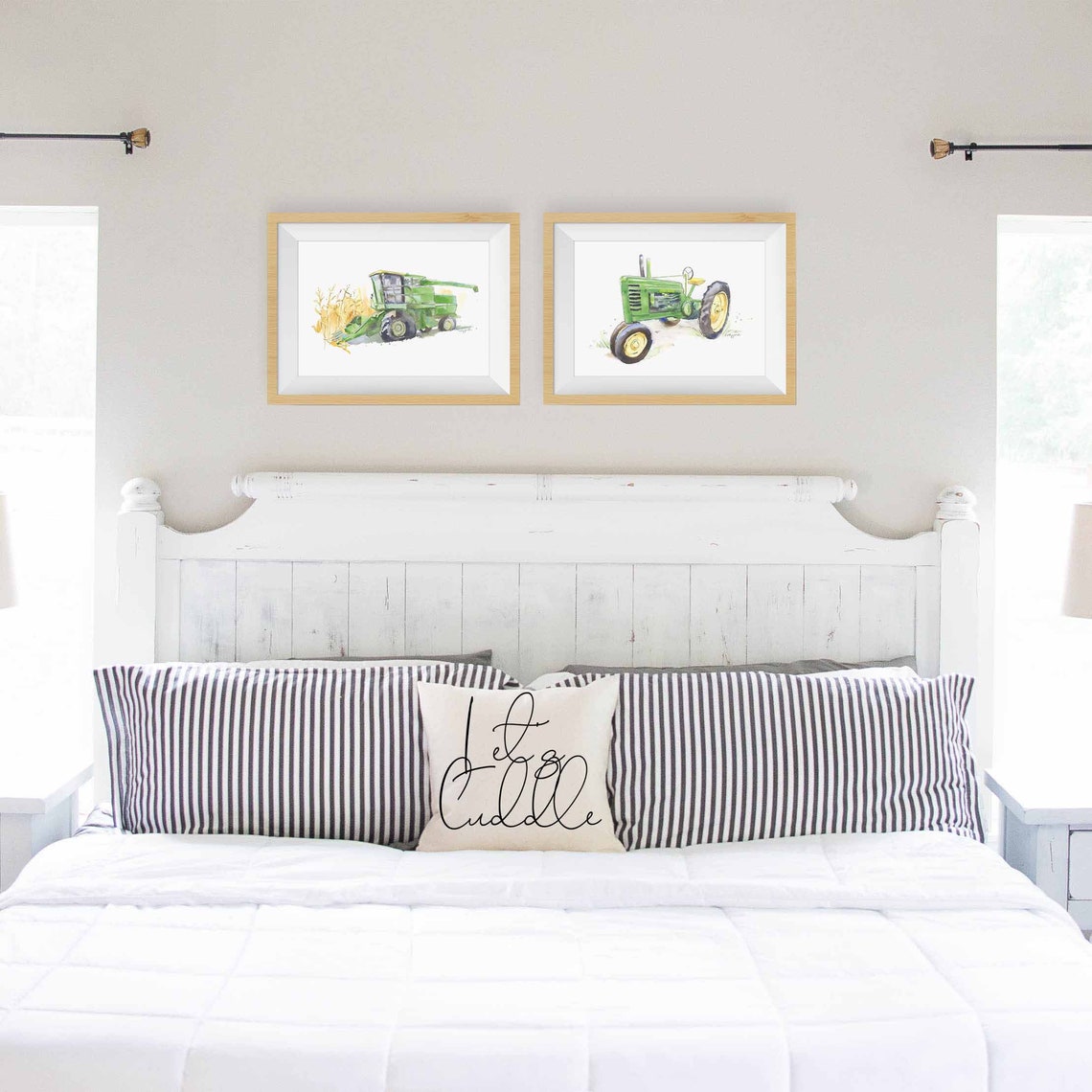 Set of 4 Green Tractor Prints, Farm Nursery Wall Art, Tractor Decor for ...