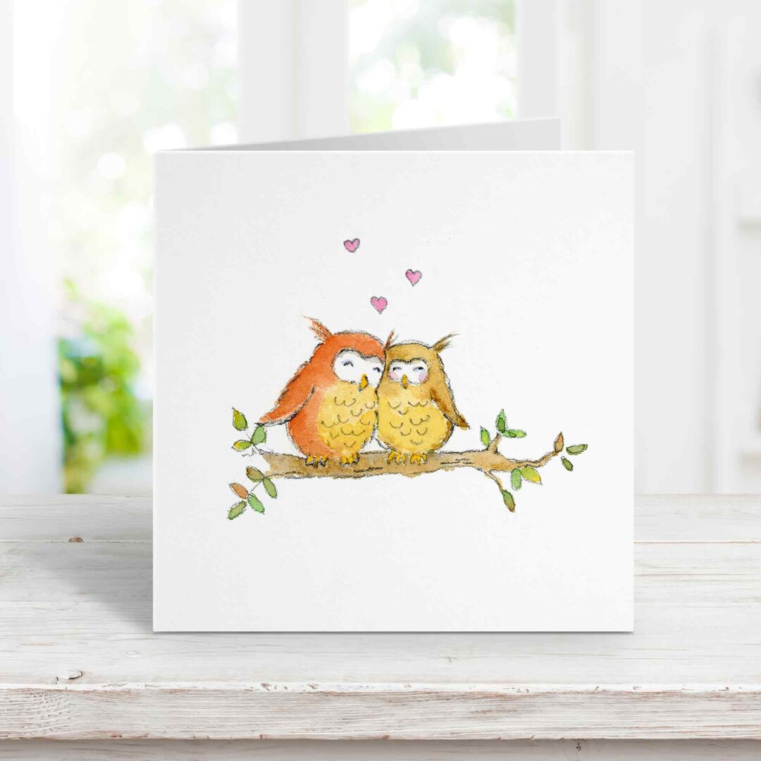 Cute Owls Love Card for Anniversary, Birthday, Valentine's Day for Wife ...