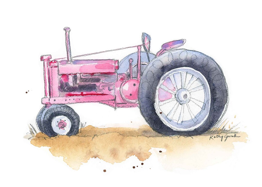 Pink Tractor Print, Tractor Wall Decor, Tractor Gift for Her, Farm ...