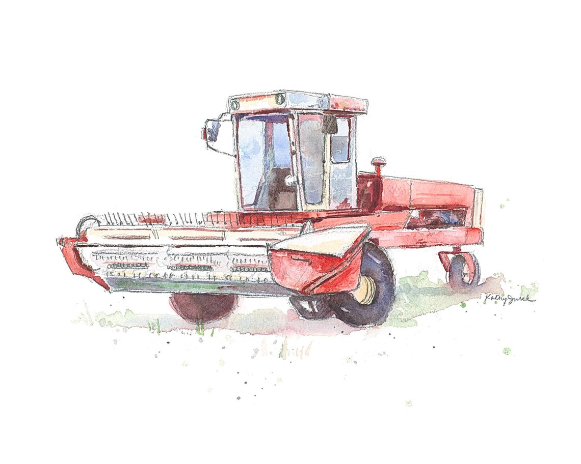 Swather Print, Tractor Wall Art for Toddler Boys Room, Combine Painting ...