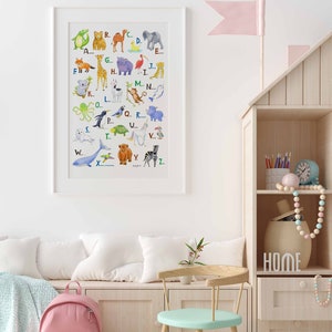 Animal Alphabet Print Letters, Wall Decor for Nursery or Toddlers Room ...