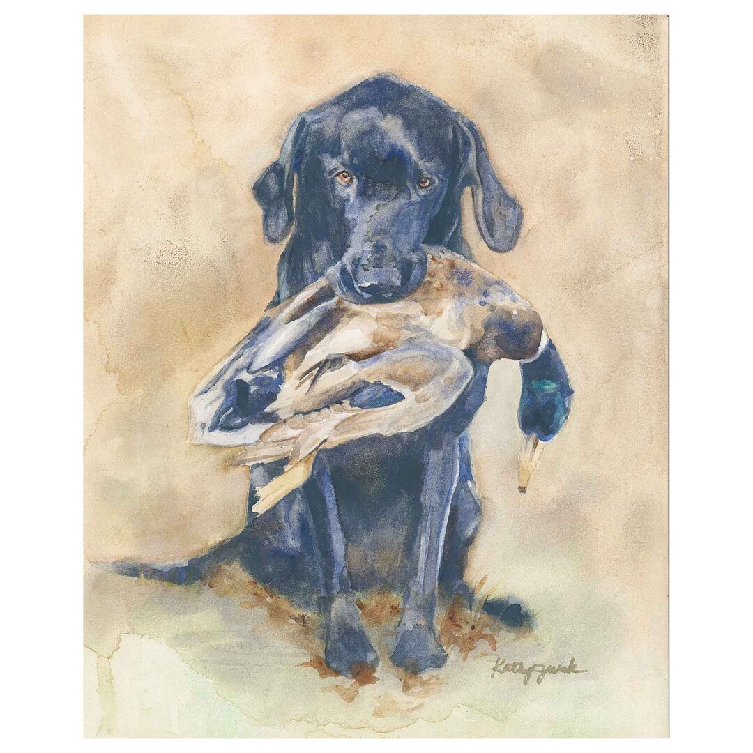 Black Labrador Retriever Art Print, Hunting Dog Wall Decor, Watercolor ...