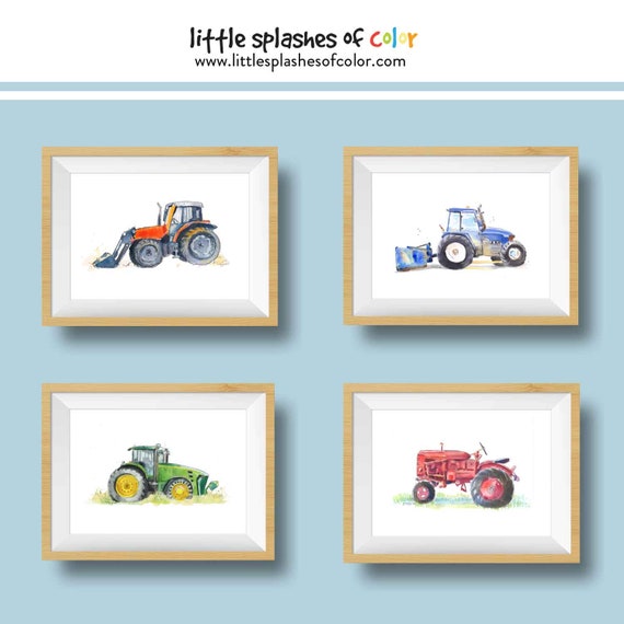 Farm Tractor Prints Set Nursery Decor Watercolor Tractor | Etsy