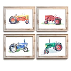 Farm Tractor Prints Set, Nursery Decor, Watercolor Tractor Decor ...