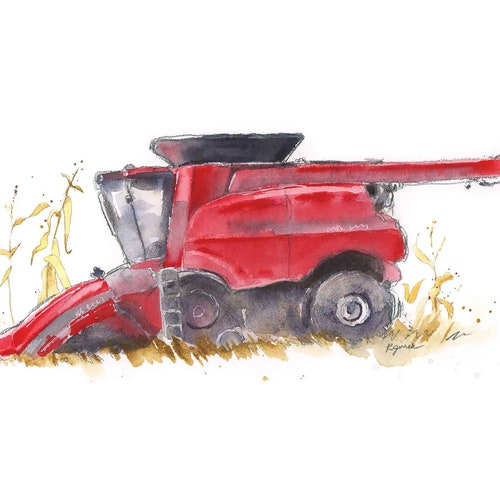 Printable Red Tractor Art Print Little Boys Tractor Bedroom - Etsy