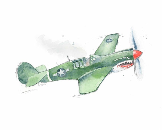 P40 Warhawk Airplane Print WWII Military Airplane Wall Art - Etsy