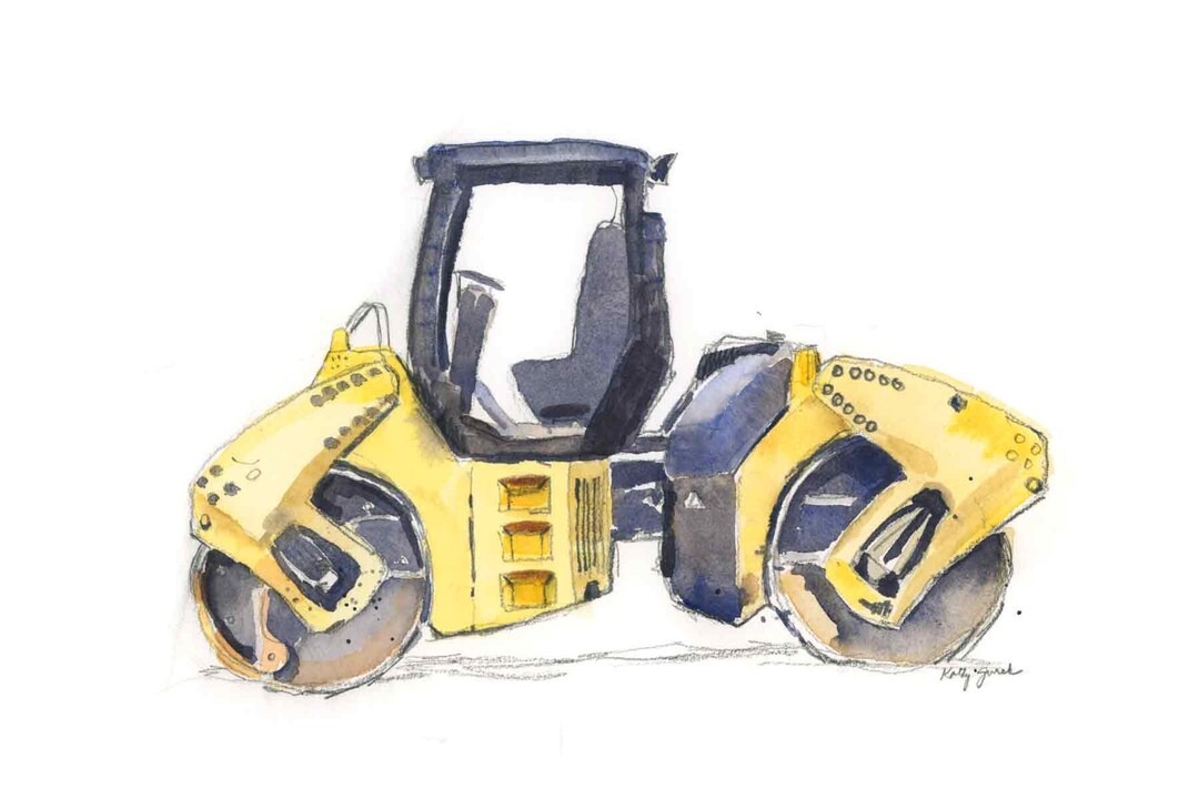 Steamroller Truck Print for Nursery or Toddler Boys Room, Construction ...
