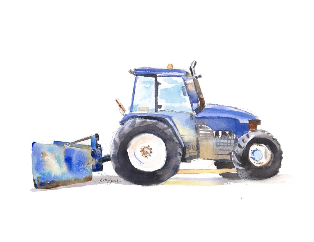 Blue Tractor Print for Toddler Boys Room, Tractor Nursery, Wall Art ...