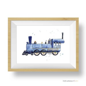 Navy Blue Train Prints for Baby Nursery or Toddler Boys Room, Set of 4 ...