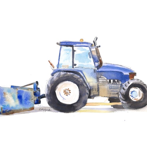 Blue Tractor Print Wall Art Tractor Wall Decor Nursery Wall - Etsy