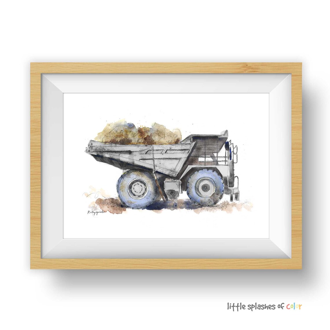 Gray Dump Truck Print, Construction Print Digital Download, Toddler ...