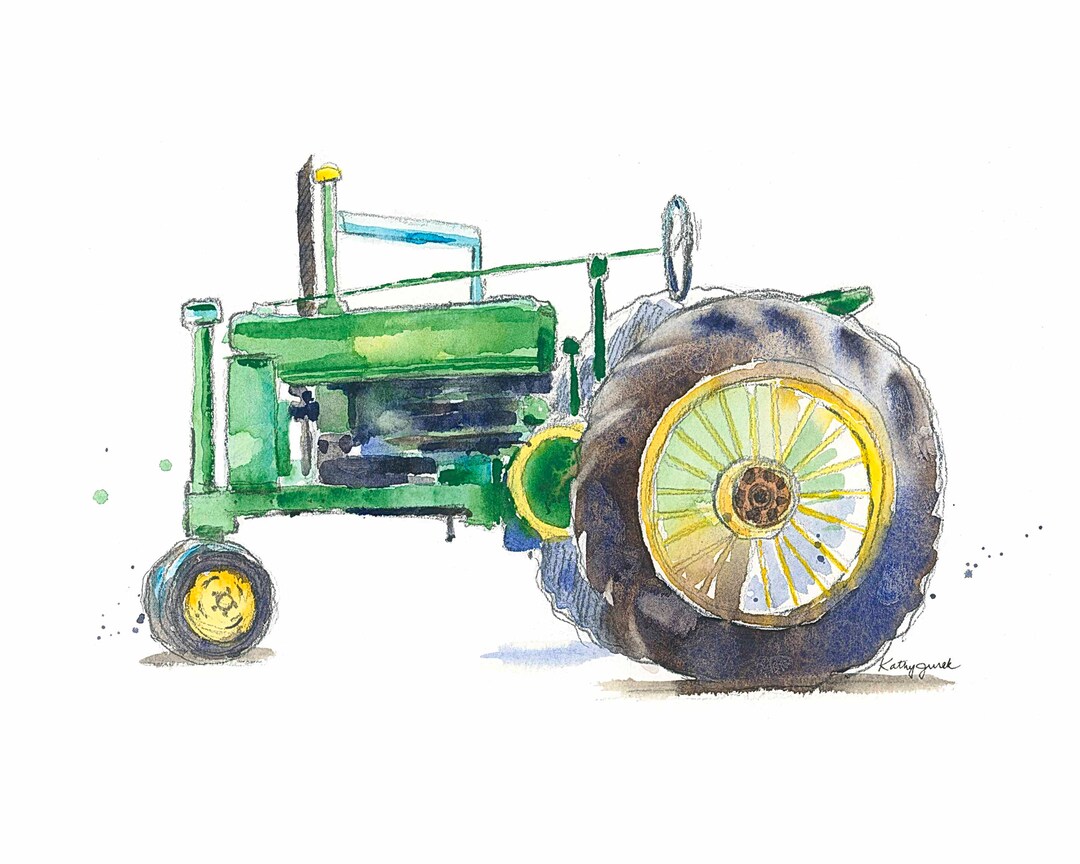 Green Tractor Print #6, Tractor Wall Decor, Farm Nursery Wall Art ...