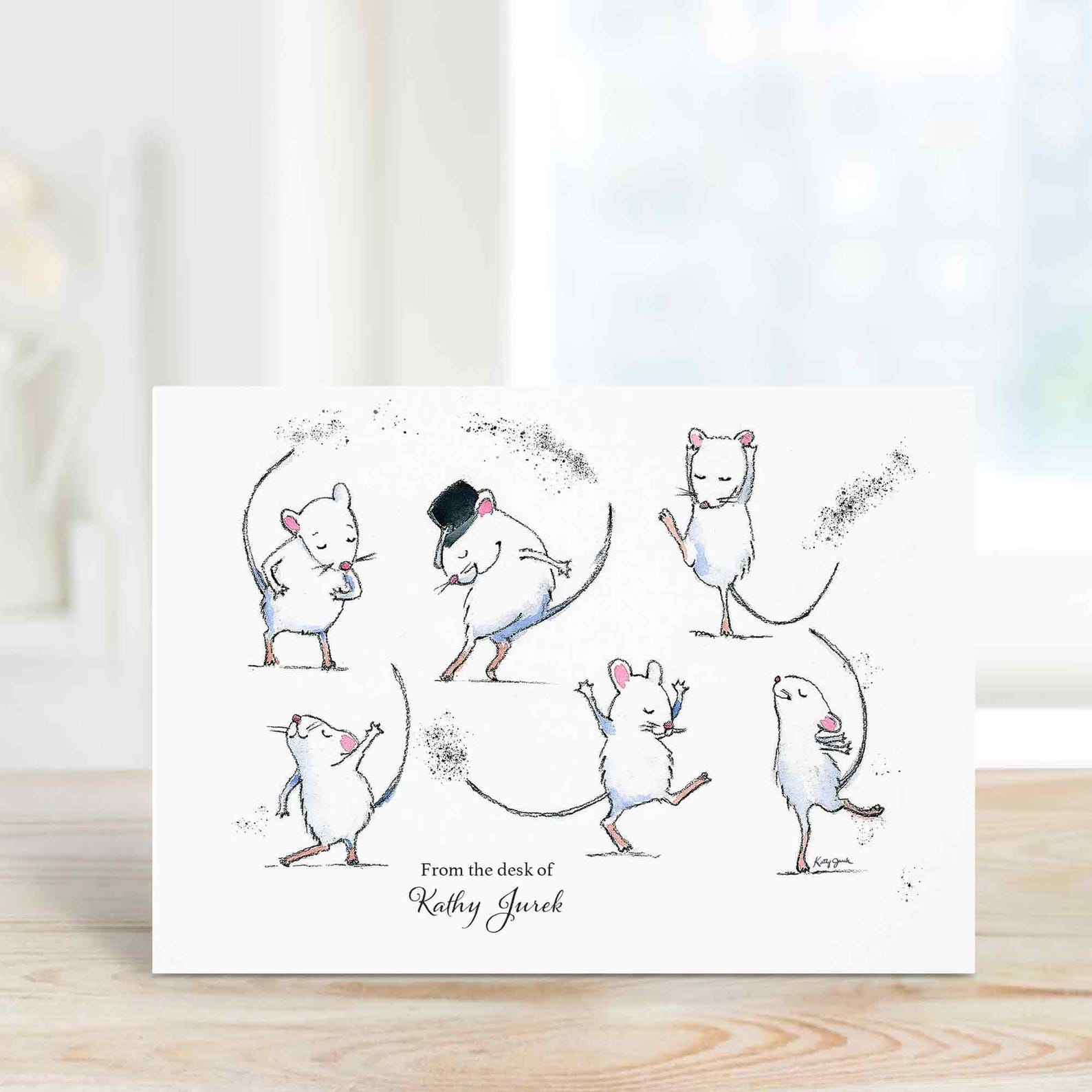 Dancing Mice Note Cards Set, Mouse Greeting Cards, Personalized Gift ...