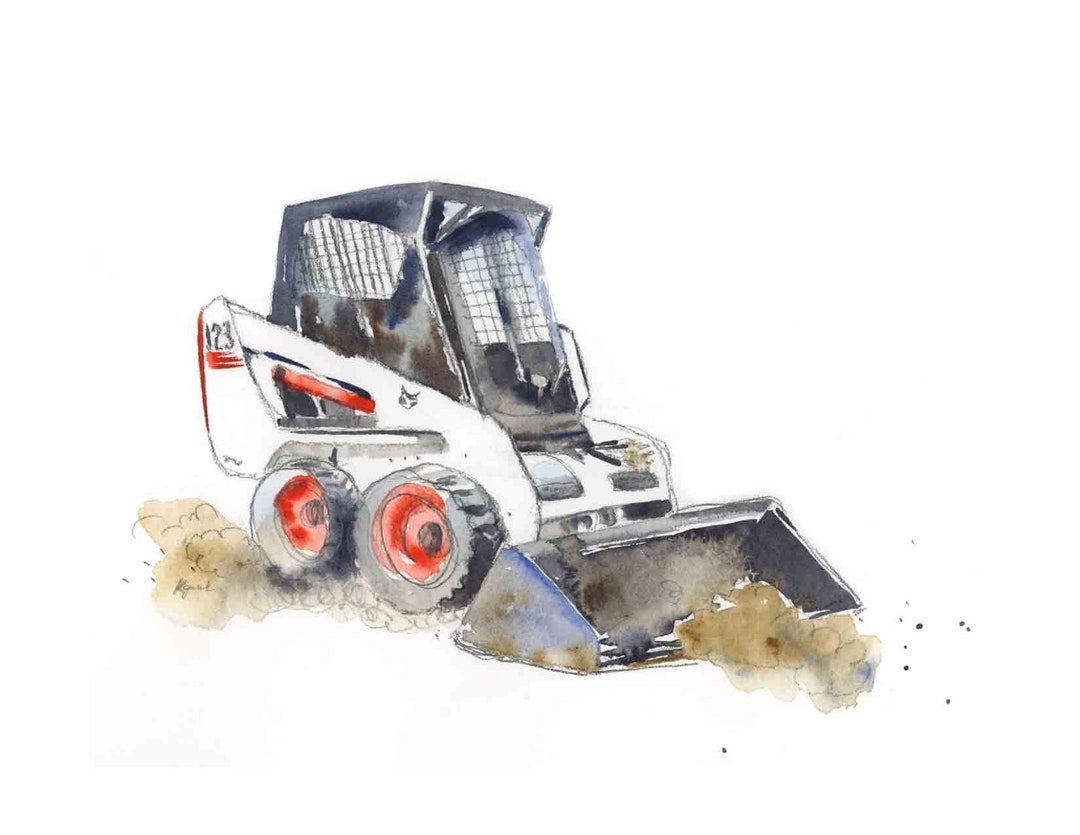 Construction Truck Print, Bobcat Skid Steer Loader, Nursery Wall Art ...