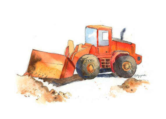 Bulldozer Print Red Truck Nursery Print Construction Wall - Etsy