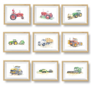 Red Tractor Print for Boys Bedroom, Baby or Toddler Farm Themed Wall ...