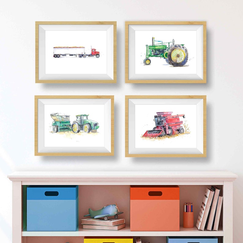 Farm Tractor Prints Set Nursery Decor Watercolor Tractor - Etsy