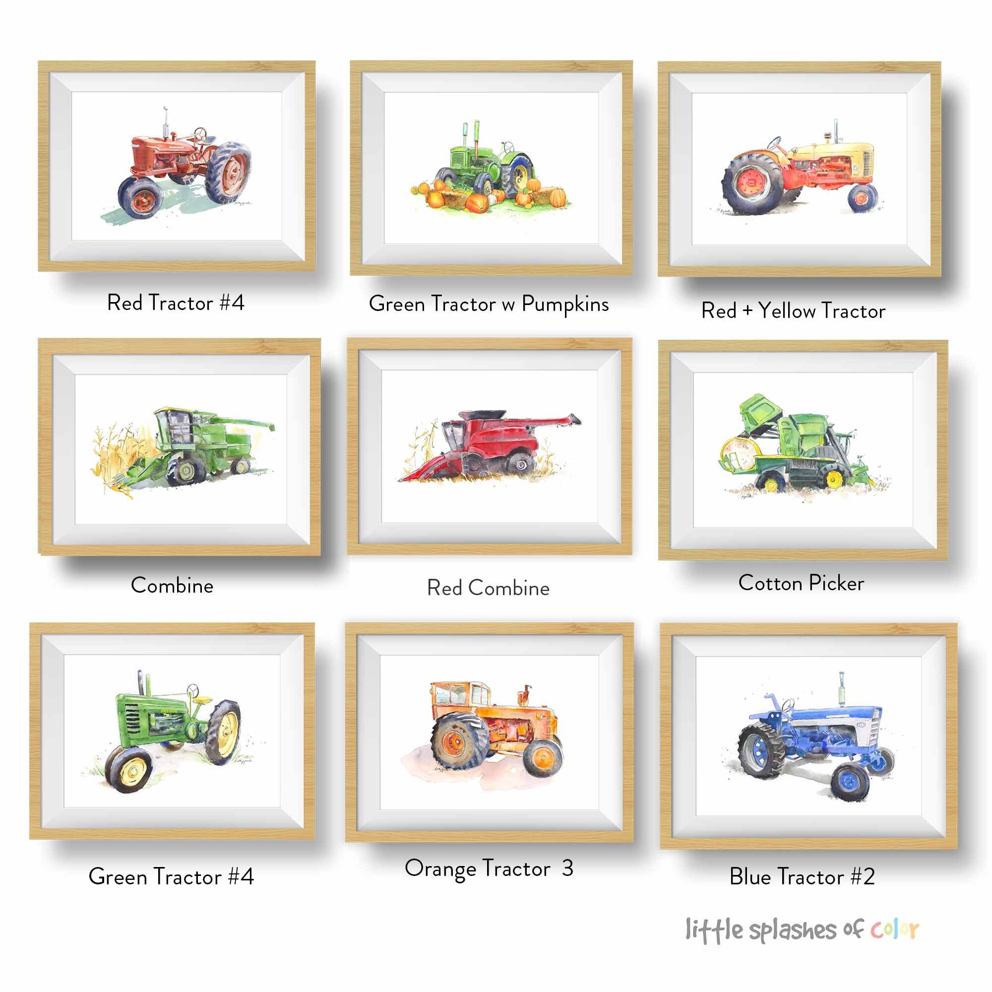 Farm Tractor Prints Set Nursery Decor Watercolor Tractor - Etsy UK