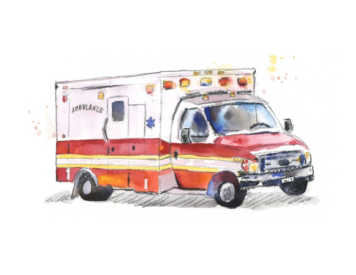 Ambulance Print Rescue Vehicles Nursery Art Ambulance Wall - Etsy