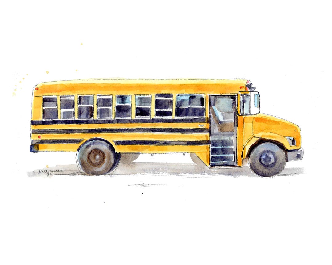 Yellow School Bus Wall Art Print for Baby and Toddler Rooms ...