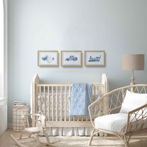 Light Blue Train Print for Toddler Boys Room, Nursery Wall Art Decor ...