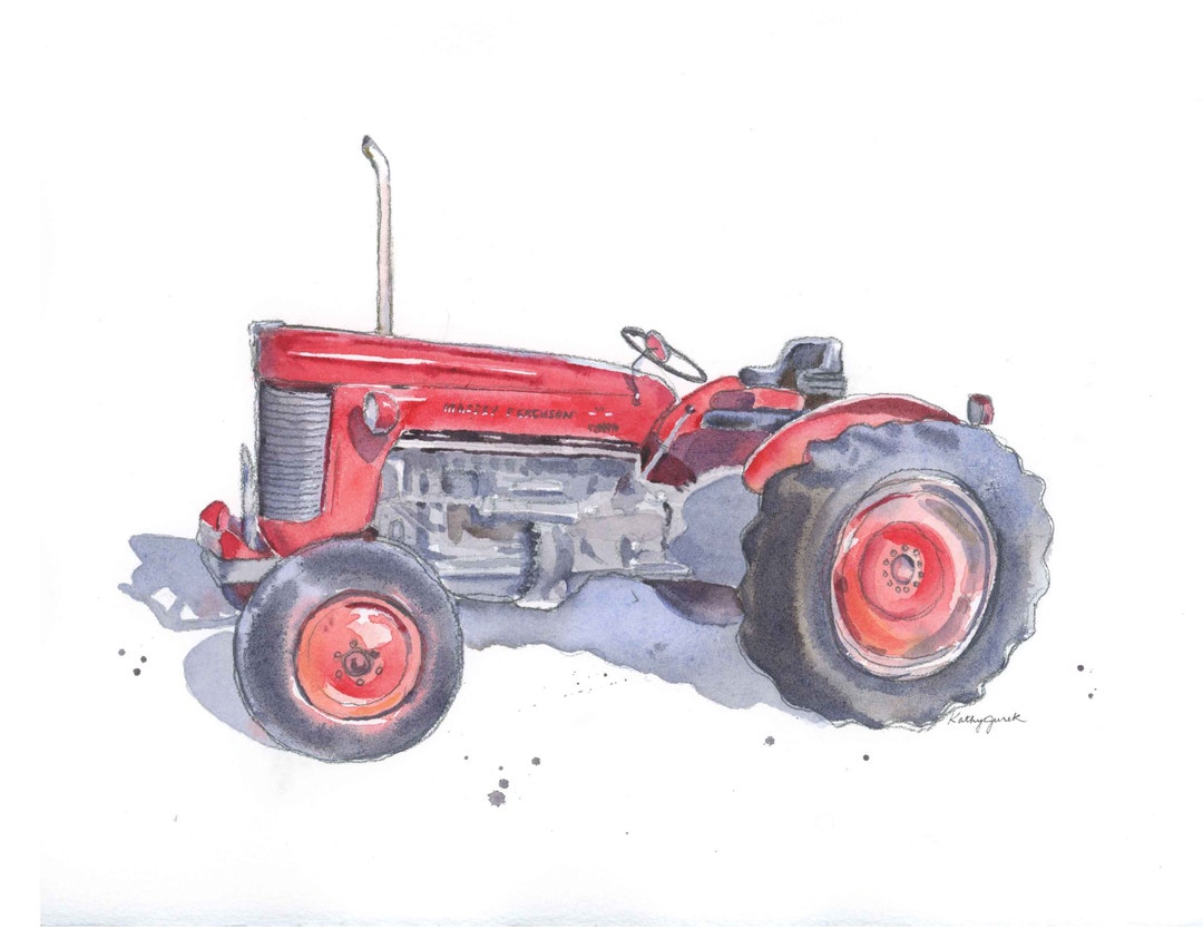 Vintage Red Tractor Print 9, Farm Nursery or Kids Room, Tractor Wall ...