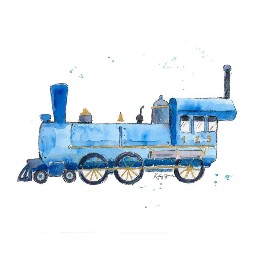 Blue Train Print for Baby and Toddler Boys' Bedrooms, Nursery Wall Art ...