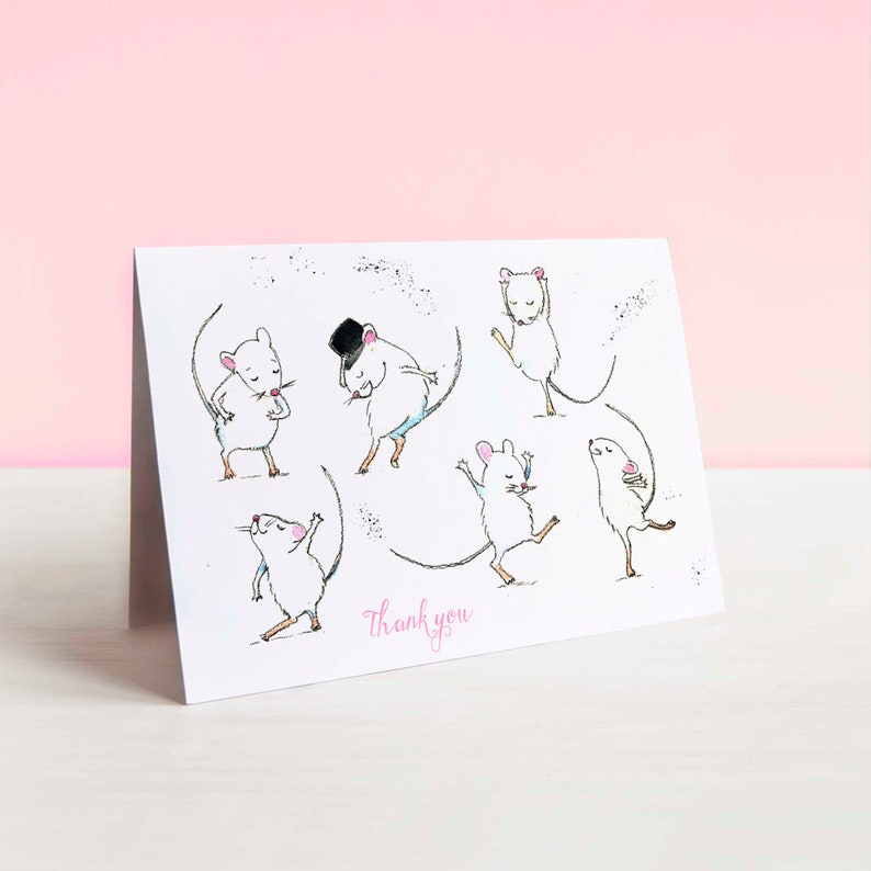 Dancing Mice Note Cards Set Mouse Greeting Cards - Etsy