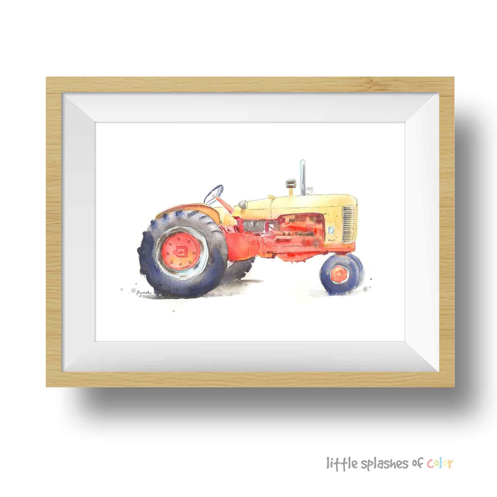 Tractor Gift Red Yellow Tractor Print Tractor Wall Art Farm | Etsy