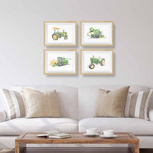 Green Combine Print, Combine Wall Art, Tractor Painting, Tractor Room ...