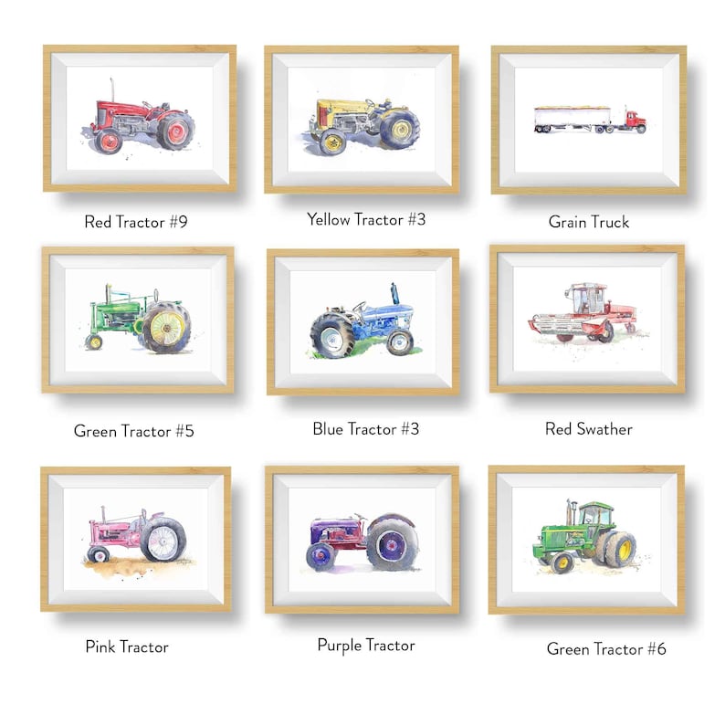 Farm Tractor Prints Set Nursery Decor Watercolor Tractor - Etsy