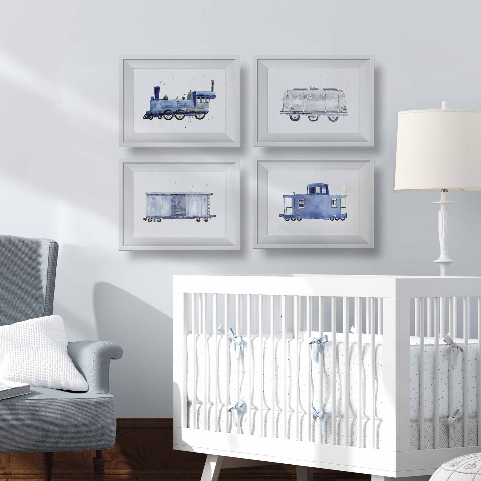 Navy Blue Train Prints for Baby Nursery or Toddler Boys Room | Etsy