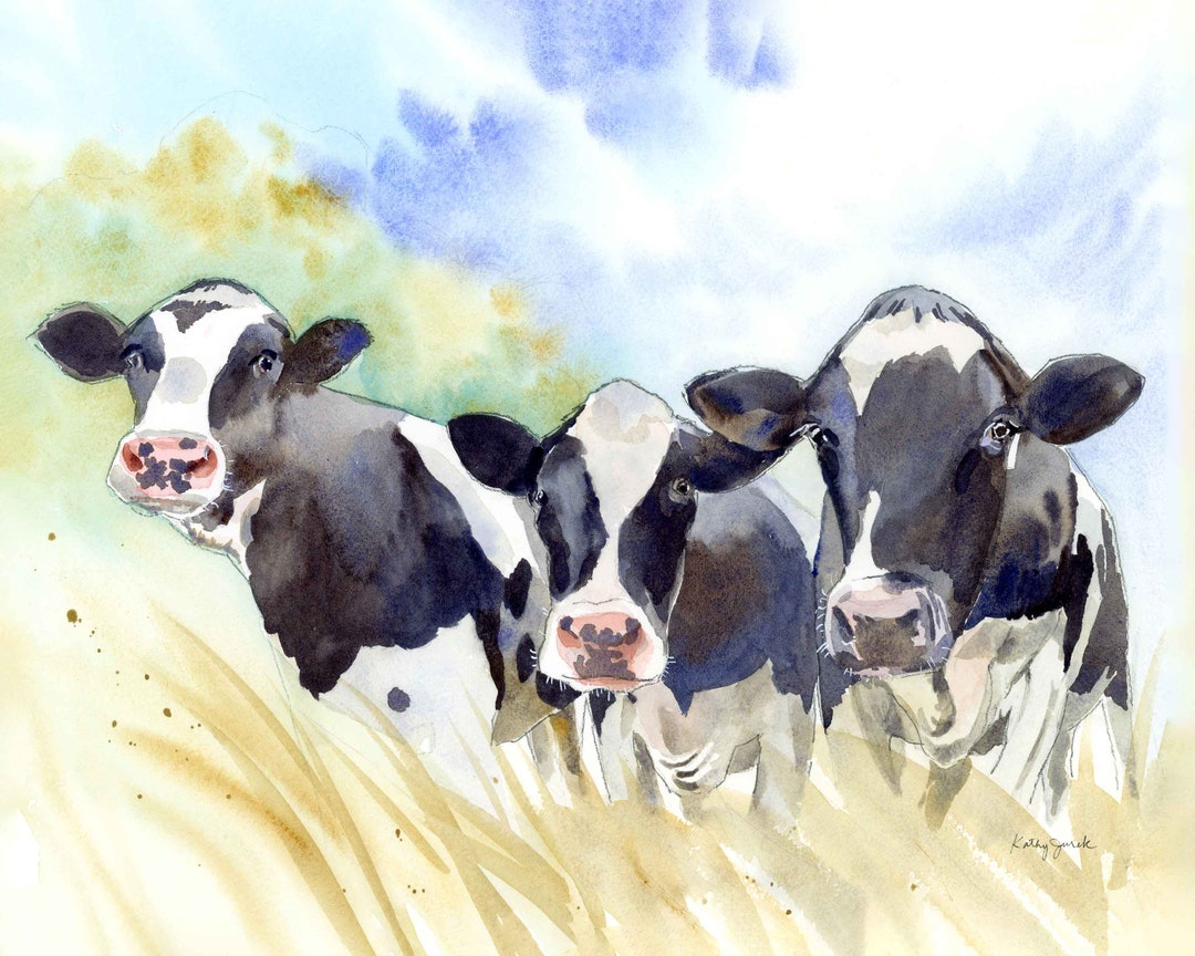 Holstein Cows Print for Living Room, Kitchen, Farm Wall Art, Kids Room ...