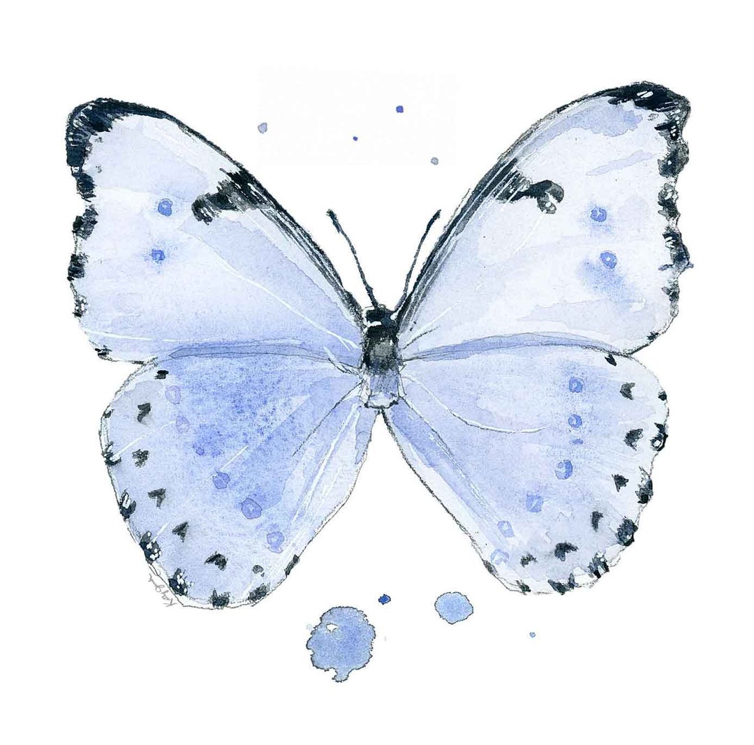 Blue Butterfly Print #1 for Baby and Toddler Girls Rooms, Butterfly ...