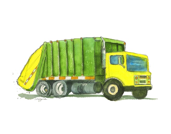 Garbage Truck Print Choose From 3 Colors Truck Wall Art | Etsy