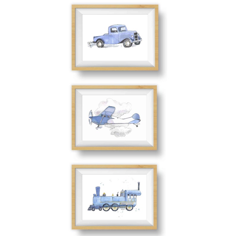 Light Blue Train Print for Toddler Boys Room Nursery Wall Art - Etsy