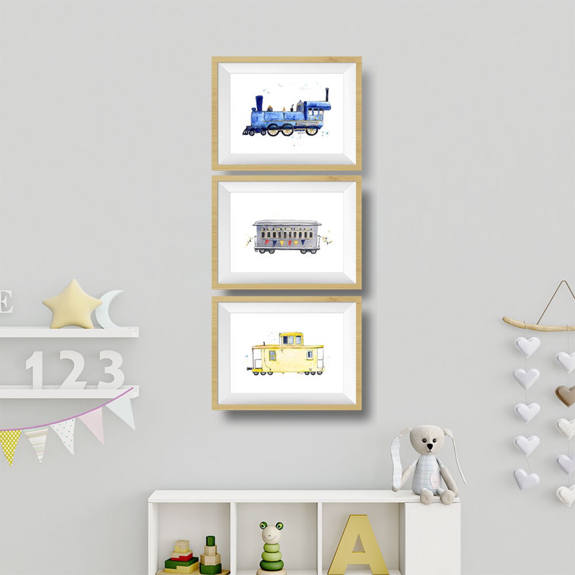 Navy Blue Train Print, Boys Train Nursery Print, Blue Steam Engine ...