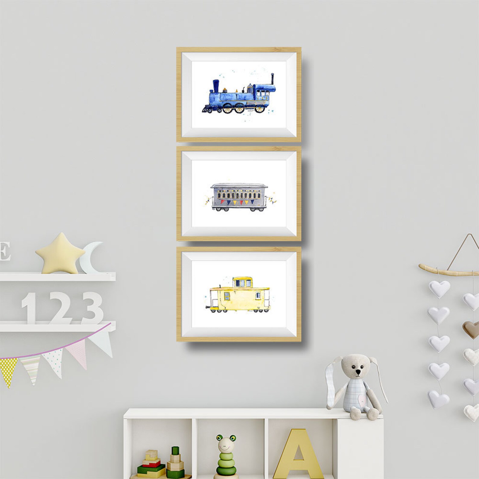 Navy Blue Train Print Boys Train Nursery Print Blue Steam - Etsy