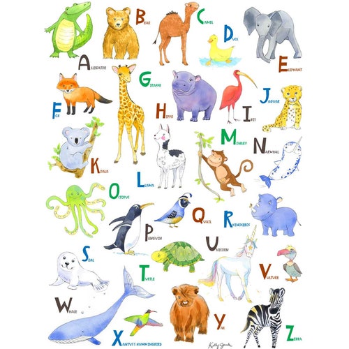 Animal Alphabet Print Letters Wall Decor for Nursery or - Etsy