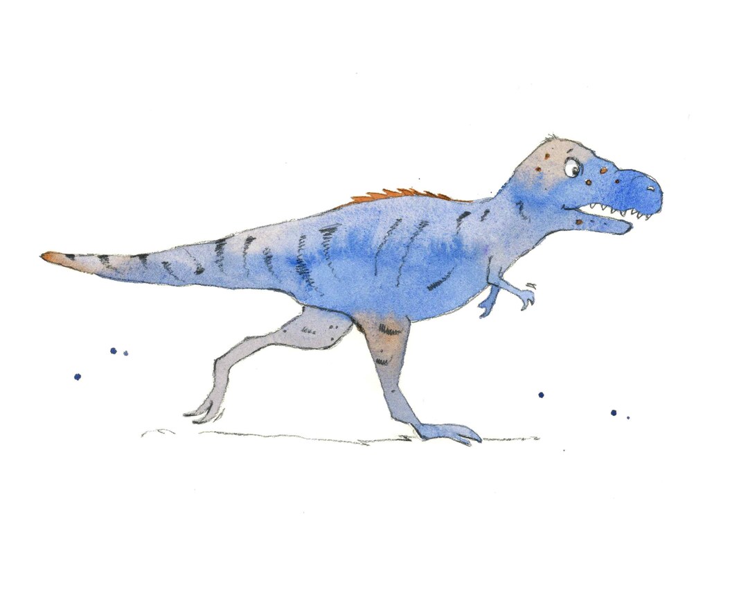 Navy Blue T Rex Wall Art Print, Dinosaur Nursery Decor for Baby and ...