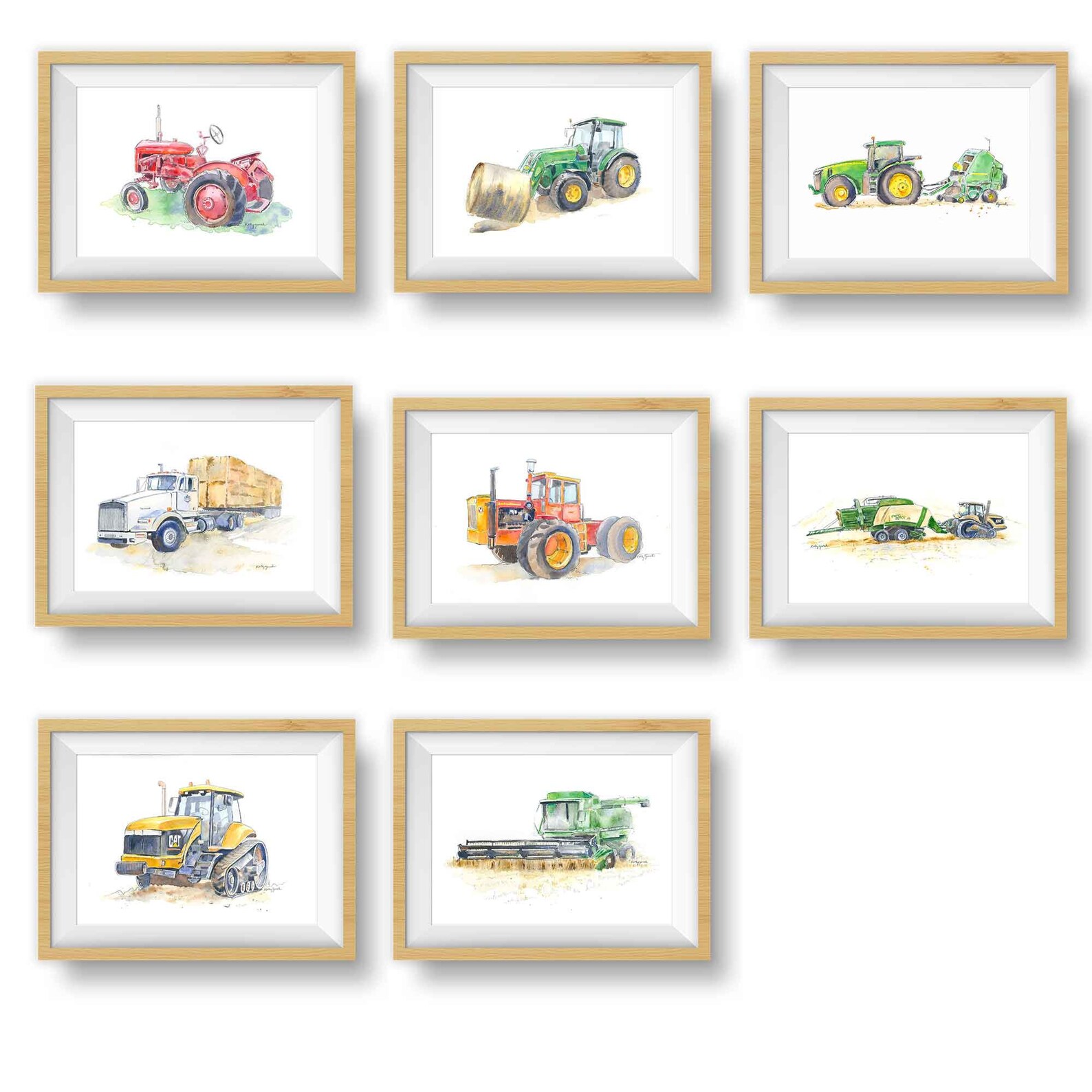 Green Tractor Wall Art Print for Boys Room, Tractor Wall Decor, Farm ...