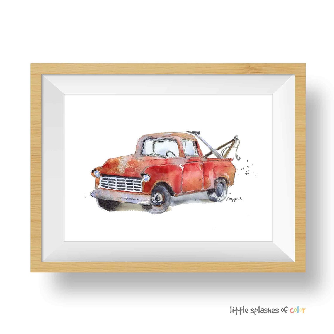 Red Tow Truck Print, Truck Nursery Decor, Truck Nursery Art, Red Truck ...