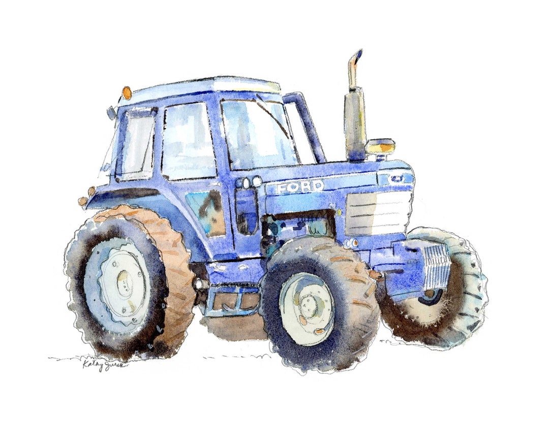 Blue Tractor Print #8 for Baby and Toddler Boys' Bedooms, Farm Nursery ...