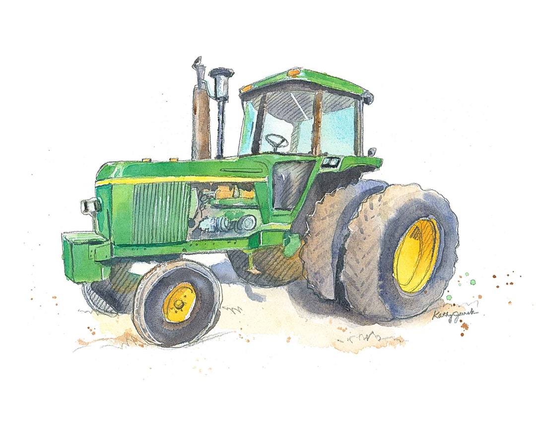 Green Tractor Print Wall Art #6, Farm Nursery Decor, Baby Toddler Boys ...