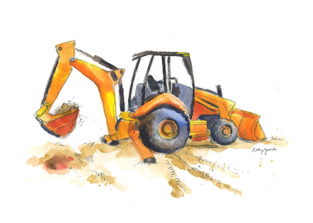 Truck Wall Art, Backhoe Print for Toddler Boys Room, Construction Wall ...