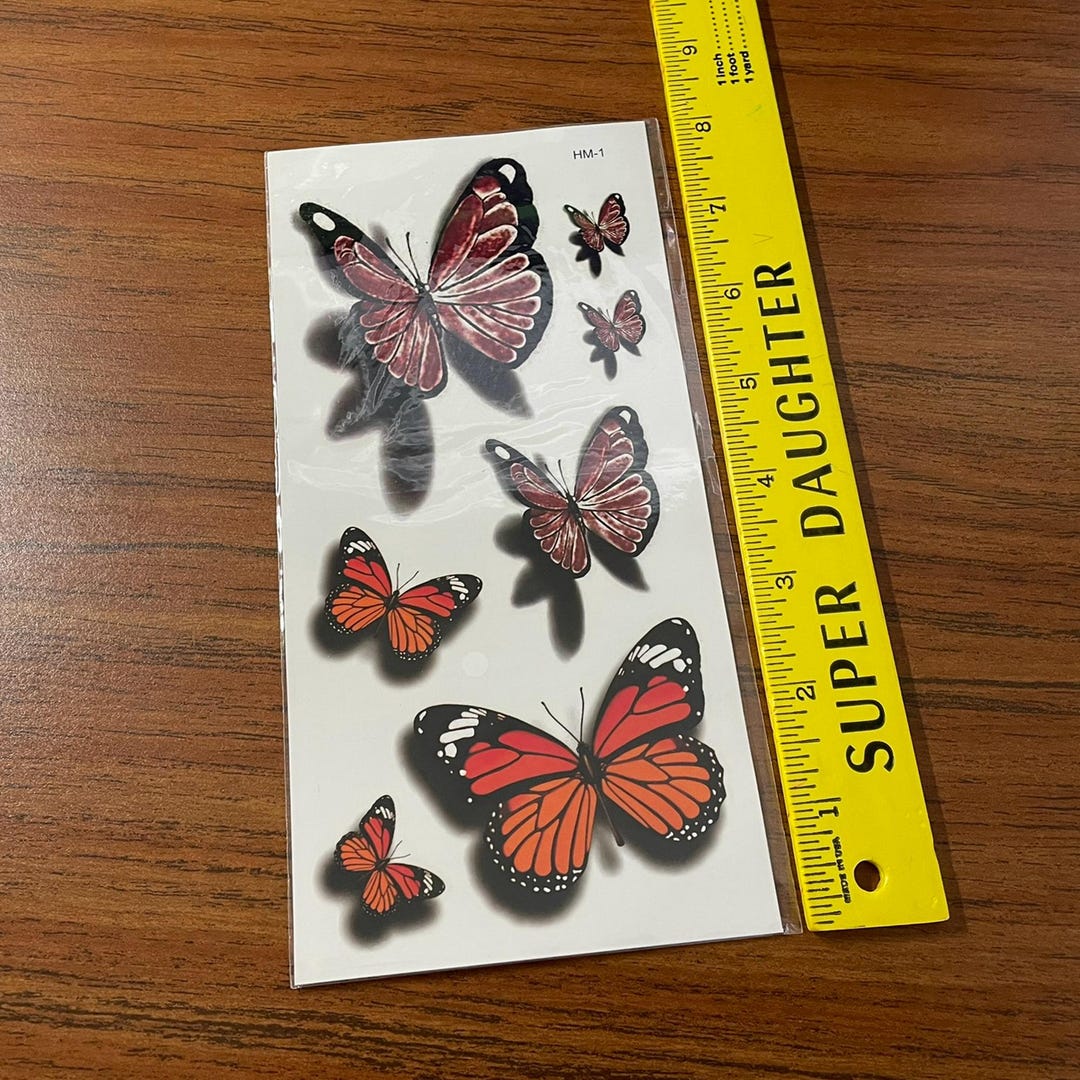 3D Colorful Butterfly Body Tattoo Shaded Butterfly Body Waist Arm Neck ...
