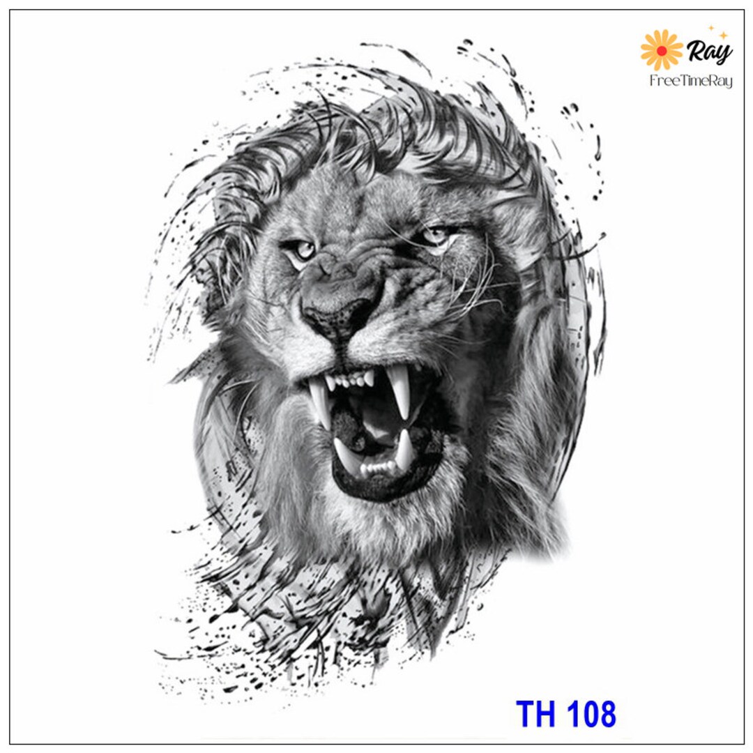 Large Roaring Lion King Carnivore Body Tattoos Large Mammal Animals ...